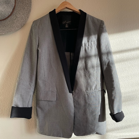 McGinn | Jackets & Coats | Mcginn Black White Herringbone Blazer | Poshmark